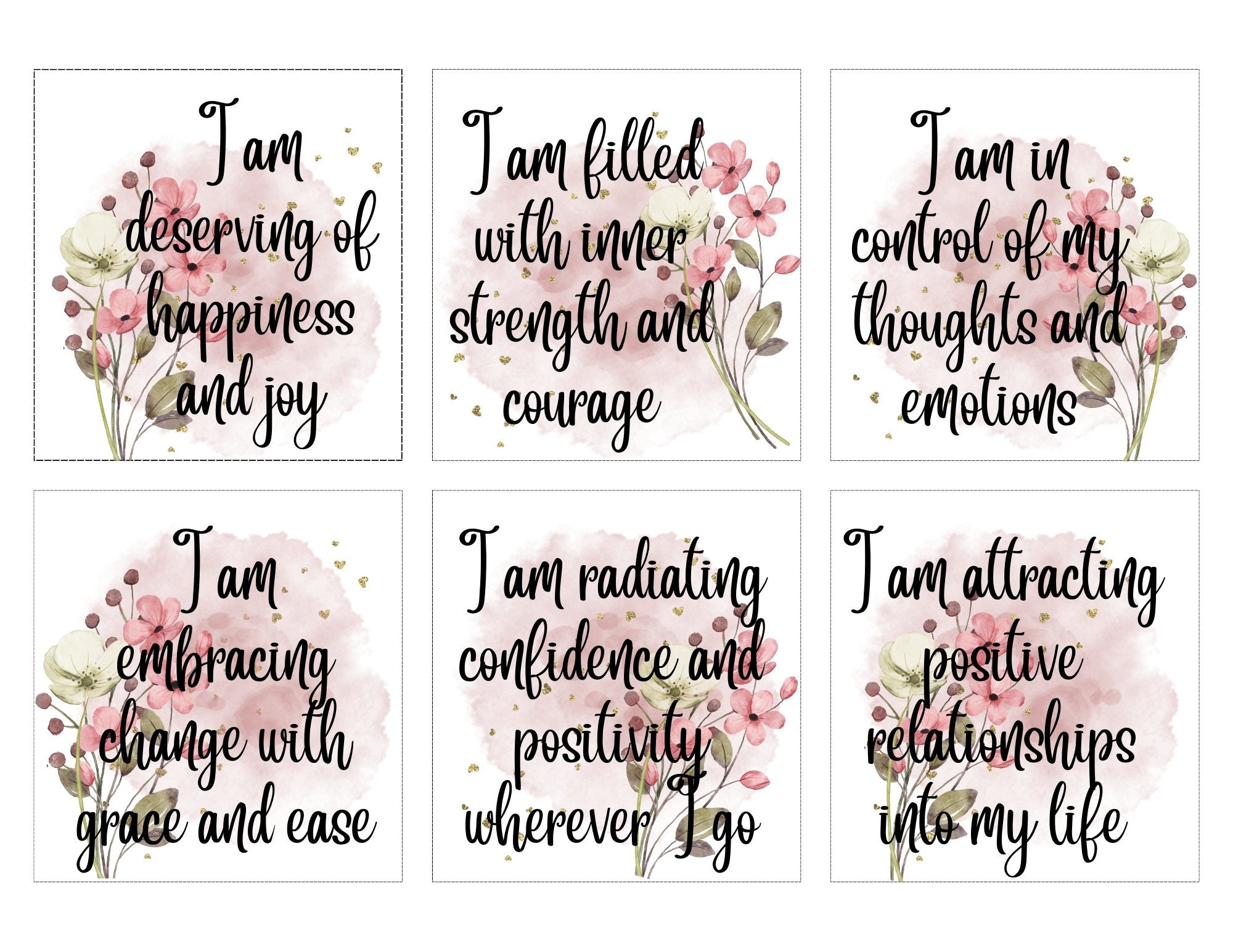 30 Empowering Affirmation Cards: Downloadable Printables for Positive ...