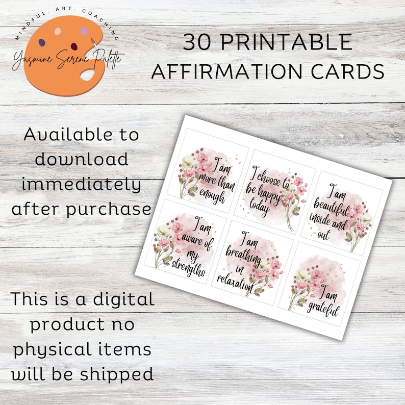 30 Empowering Affirmation Cards: Downloadable Printables for Positive ...