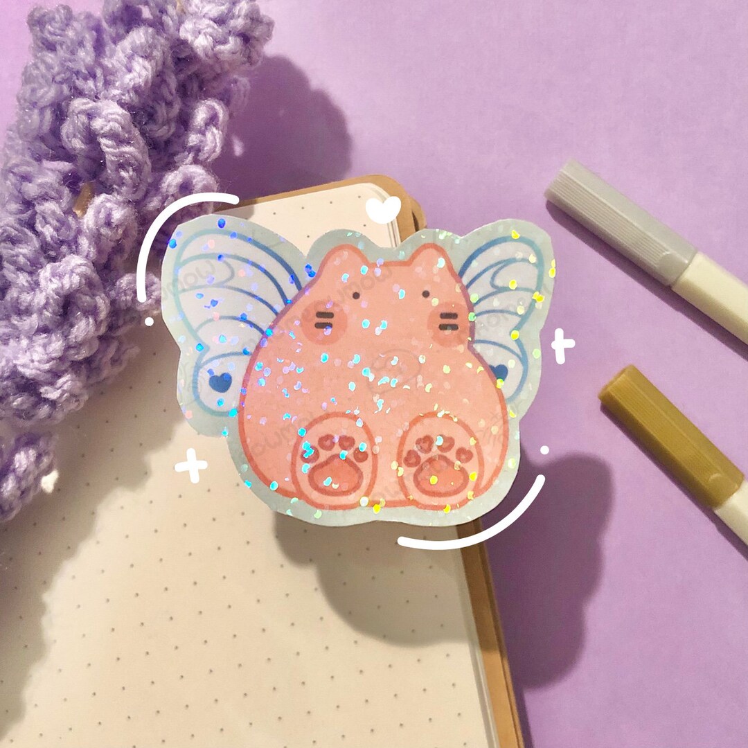 Holographic Pink Fairy Cat Sticker | Shiny Sticker | Vinyl Glossy ...