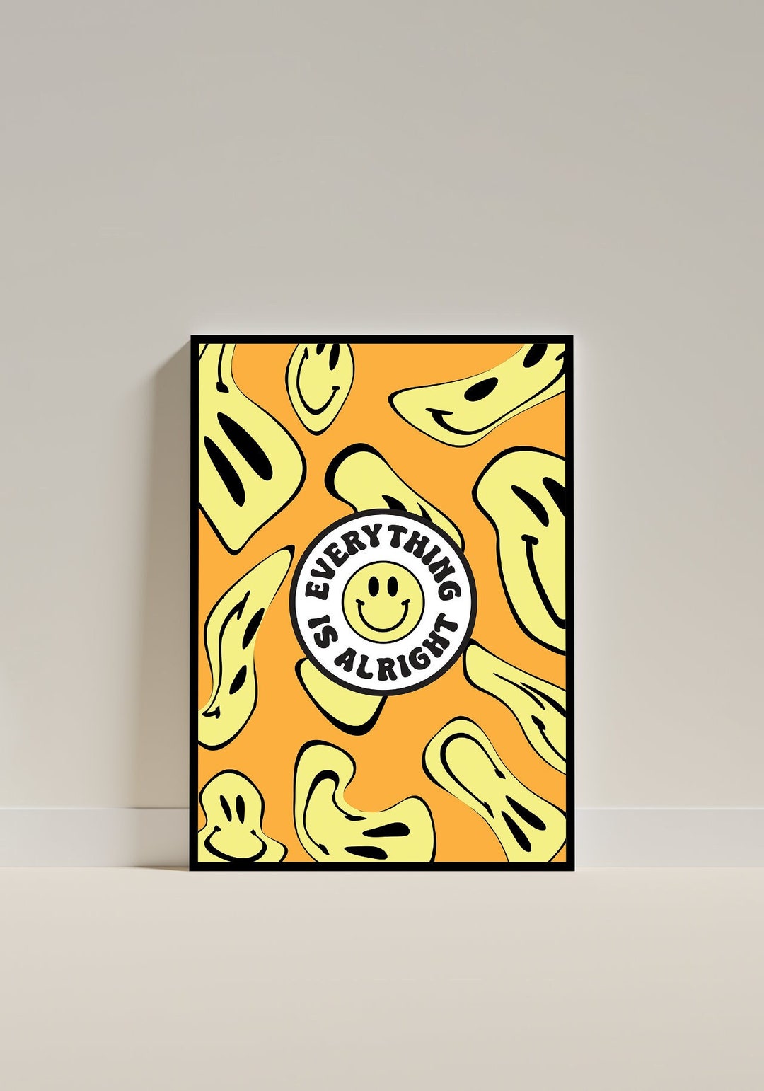 Everything is Alright Poster Smiley Wall Art Emoji Print - Etsy