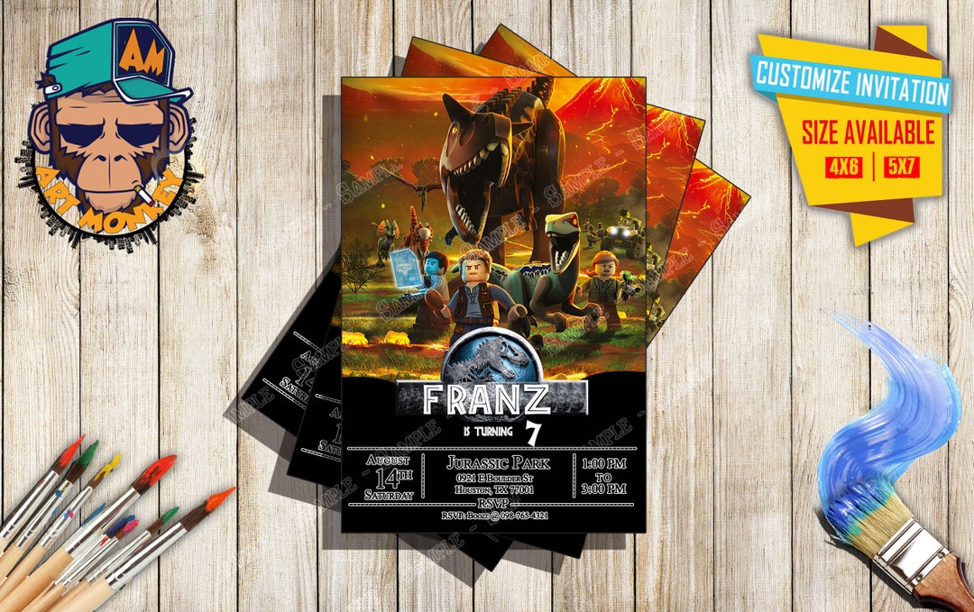 Jurassic Park Building Blocks D2 Birthday Invitation - Etsy