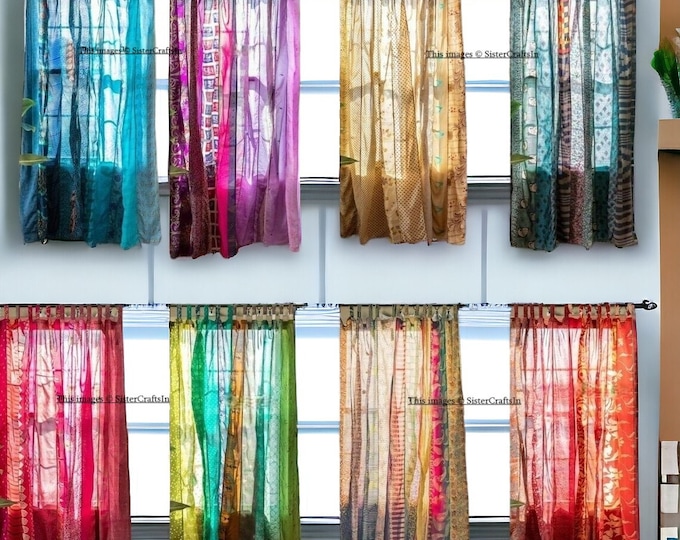 Indian Curtain Boho Saree Curtains Handmade Patchwork Curtains for ...