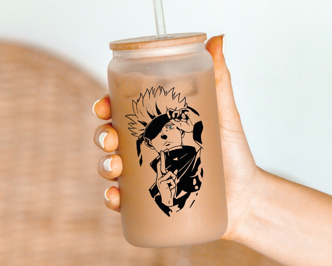 Gojo Tumbler, Frosted Glass Tumbler Anime, Gojo Cup, Gojo Glass, Gojo ...