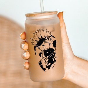 Gojo Tumbler, Frosted Glass Tumbler Anime, Gojo Cup, Gojo Glass, Gojo ...