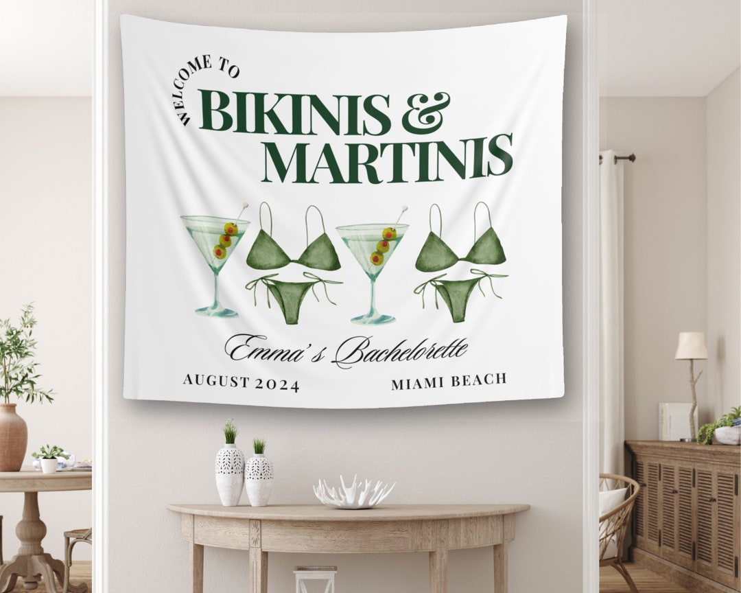 Bikinis and Martinis Bachelorette Sign, Bachelorette Party Banner ...
