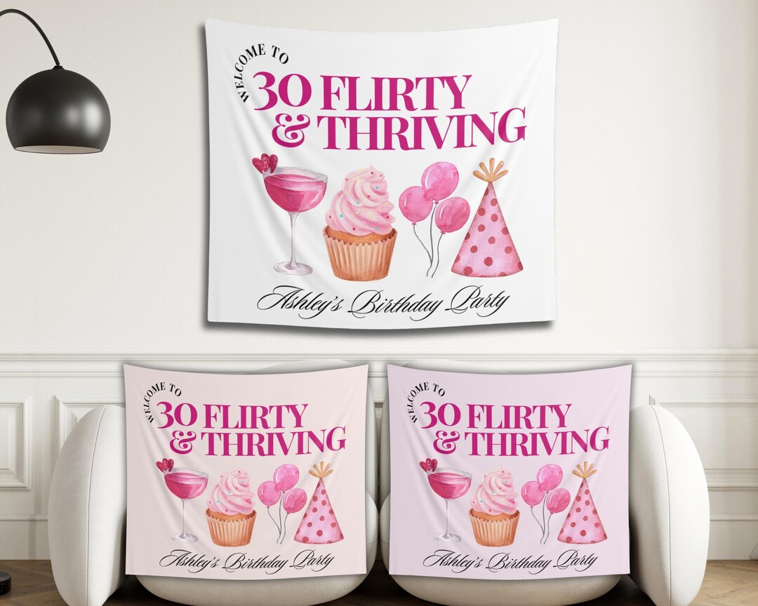 30 Flirty and Thriving Birthday Banner: Custom Party Decor - Etsy