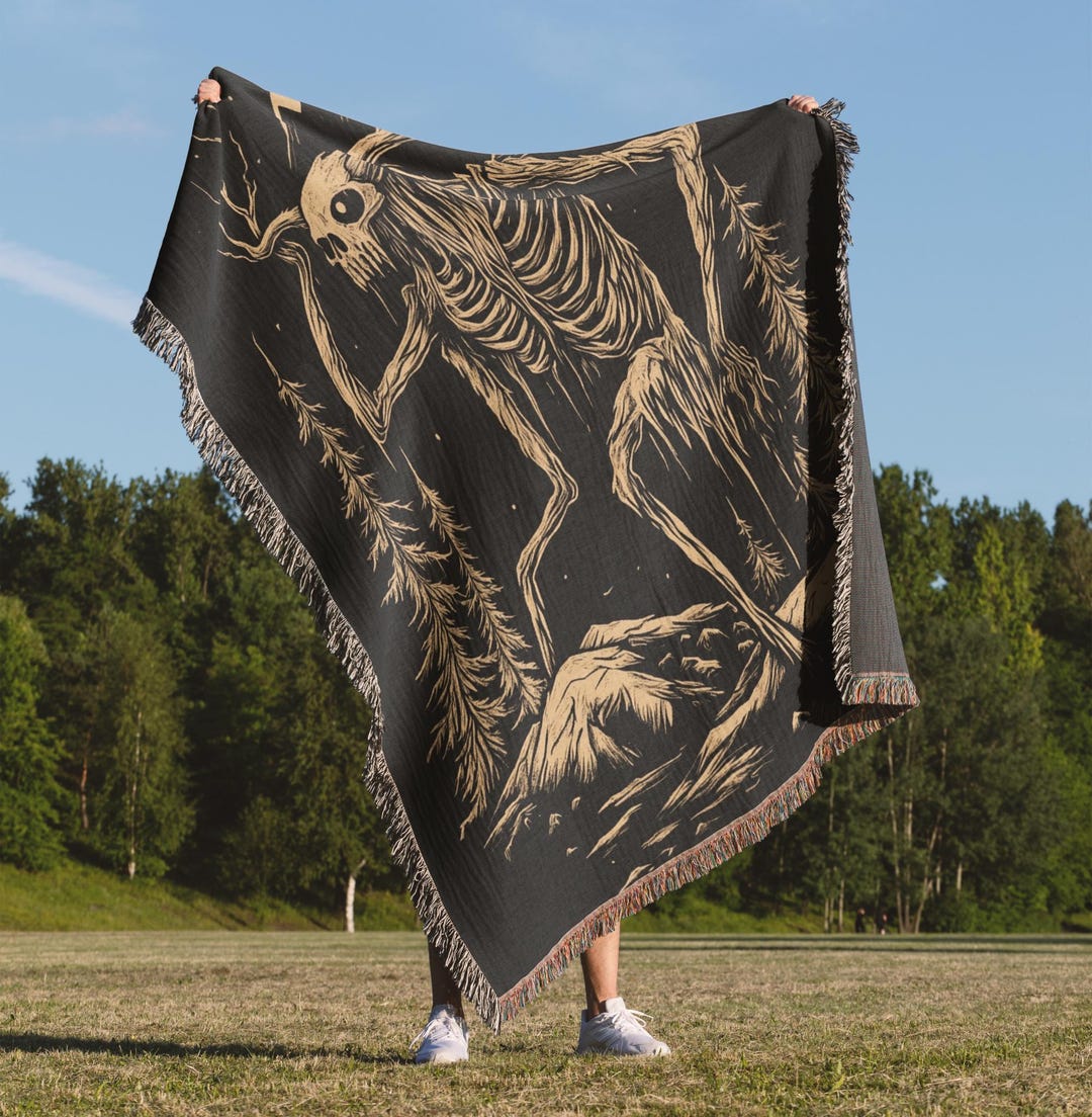 Cryptid Tapestry, Wendigo Blanket, Cottagecore Throw Blanket Wendigo ...