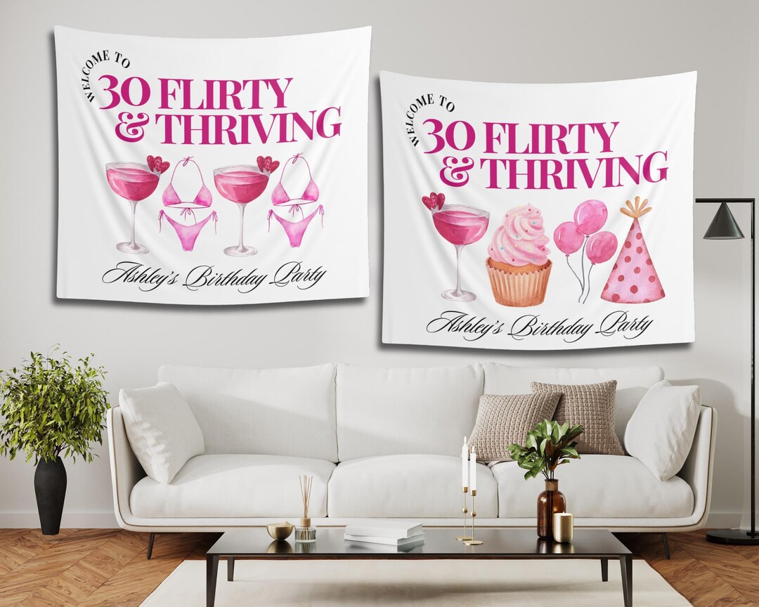 30 Flirty & Thriving Birthday Banner: Custom Party Decor - Etsy