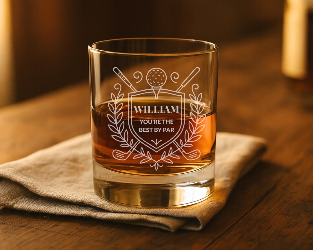Personalized Golf Whiskey Glass, Engraved Bourbon Glass, Gift for Him ...