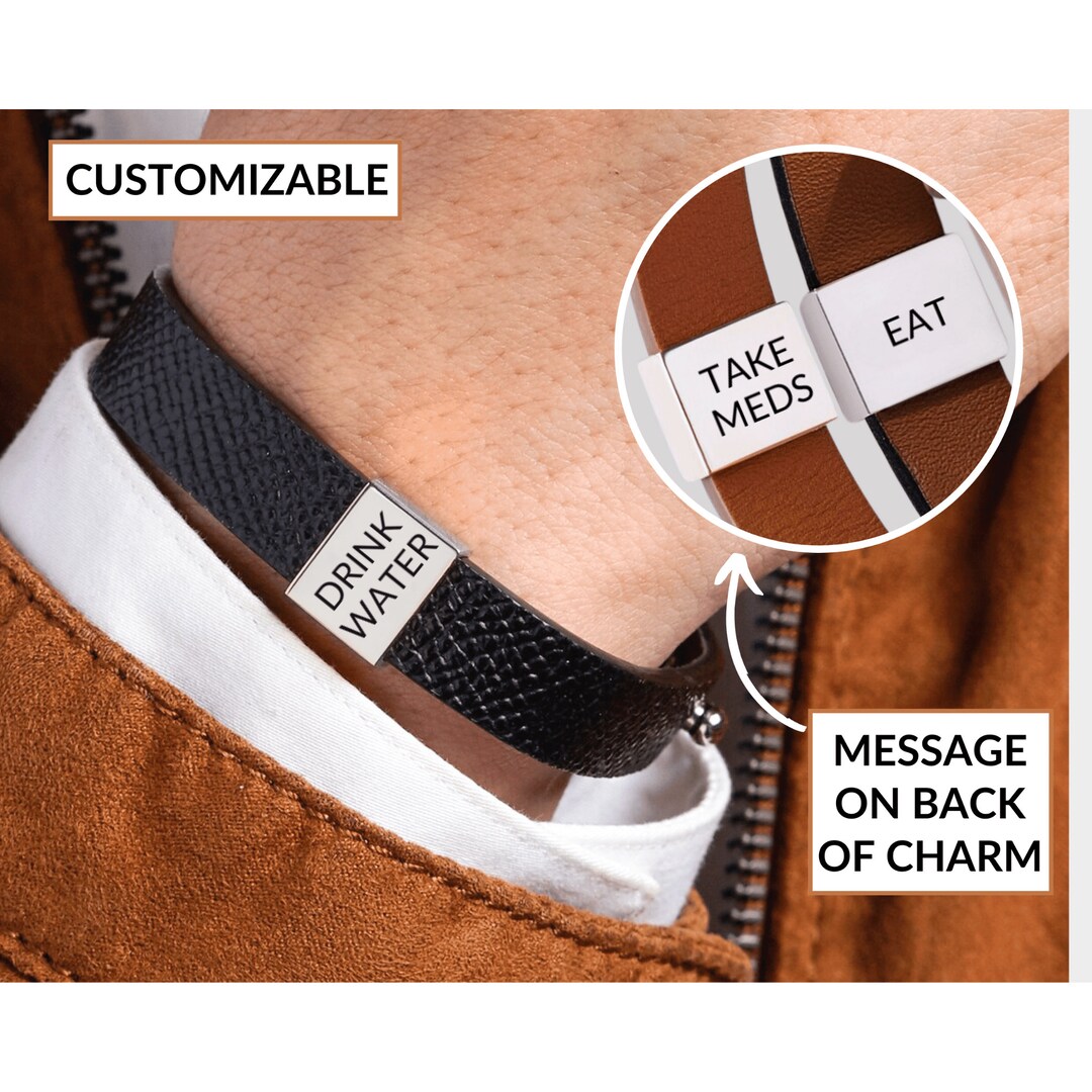 ADHD Daily Reminder Affirmations Mens Leather Bracelet,reminder Take ...