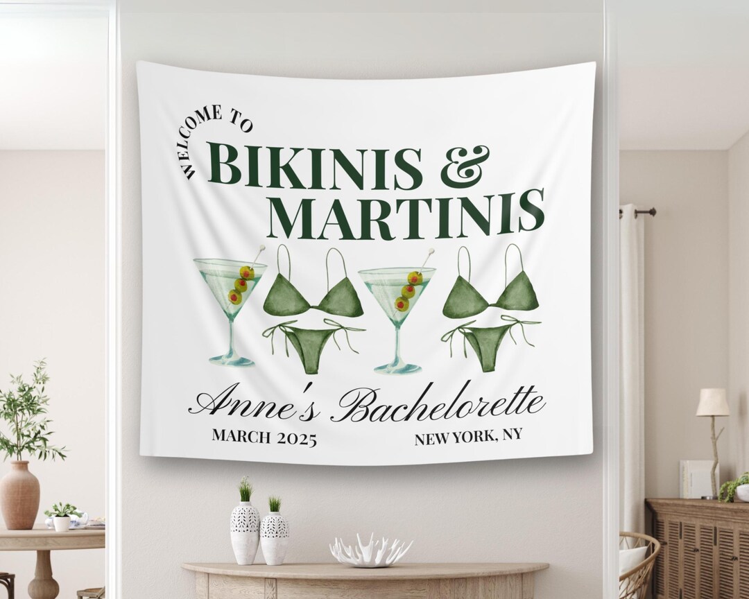 Bikinis and Martinis Bachelorette Sign, Bachelorette Party Banner ...