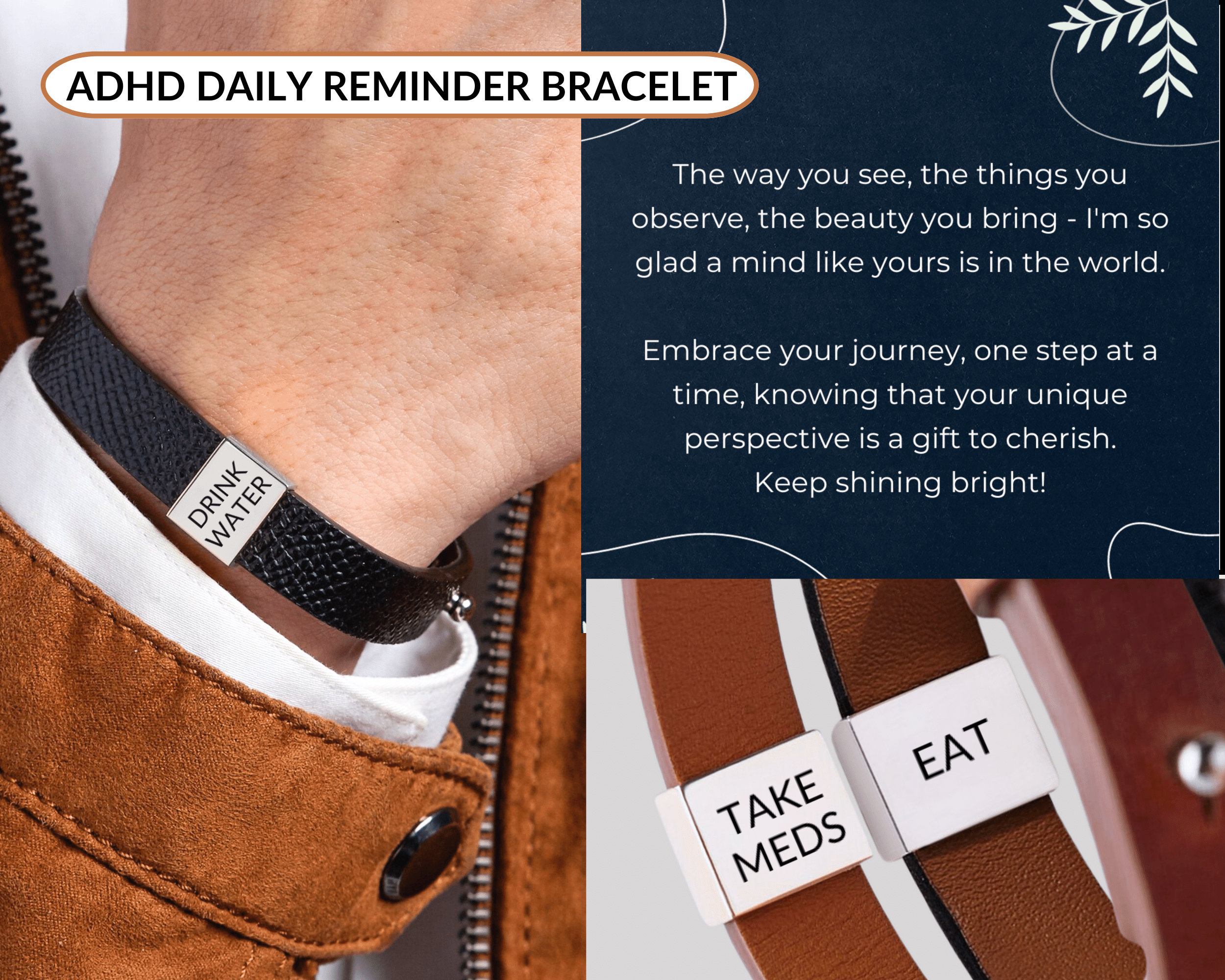 ADHD Daily Reminder Affirmations Mens Leather - Etsy