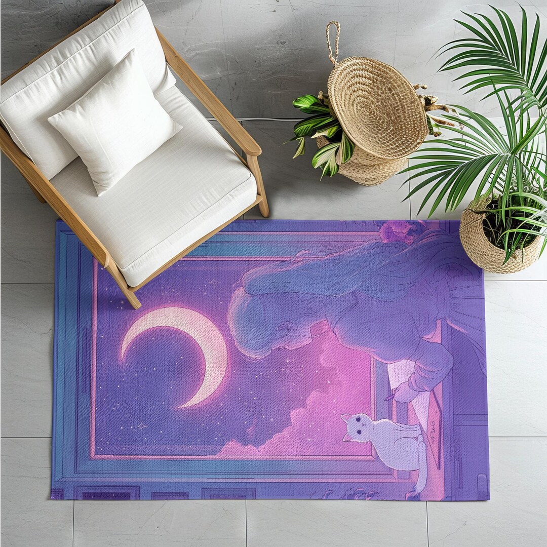 Magical Girl Rug, Pink Anime Decor, Pastel Magical Girl Theme, Moon ...