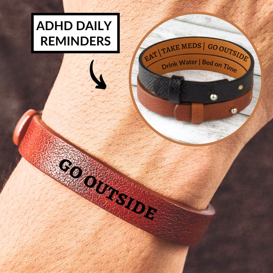 ADHD Daily Reminder Affirmations Mens Leather Bracelet,reminder Take ...