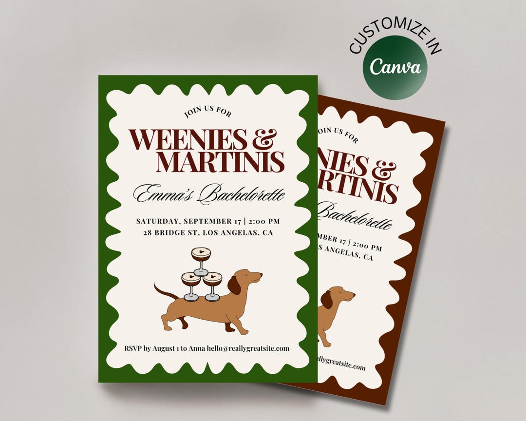 Weenies and Tinis Party Invitation Template, Weenies and Martinis ...