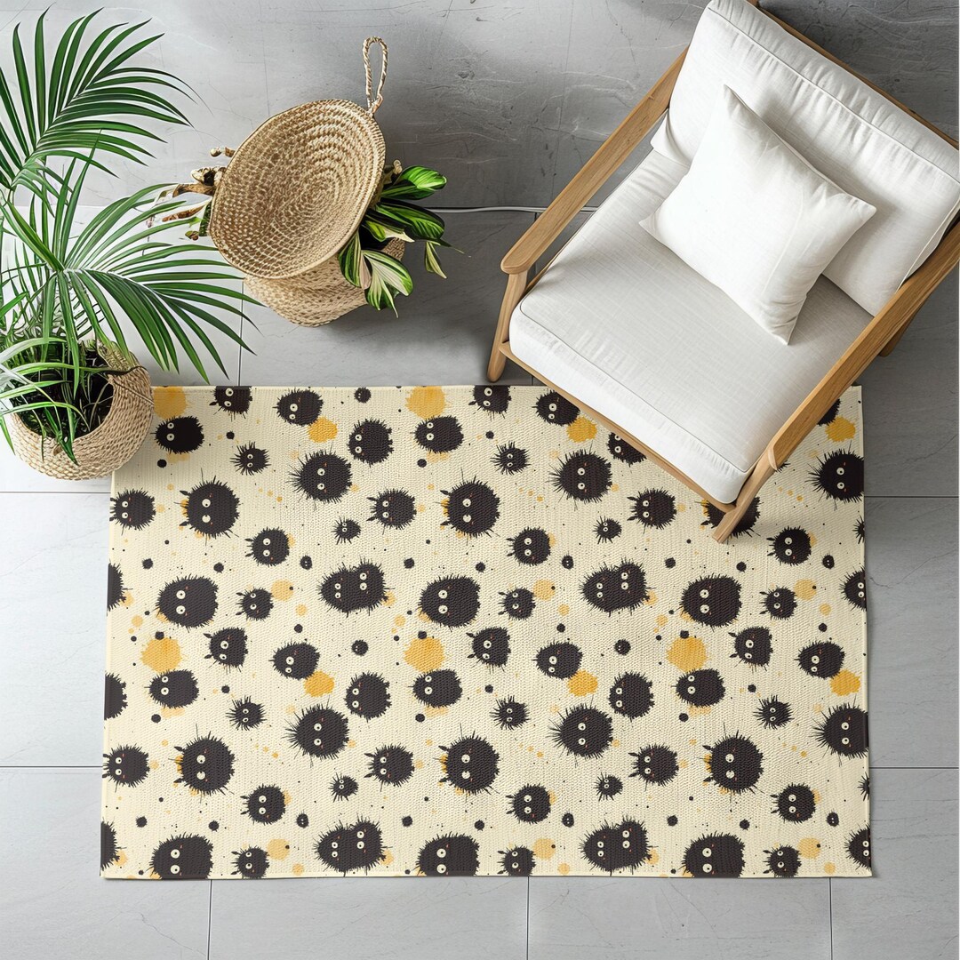 Japanese Girl Rug, Anime Girl Rug, Soot Sprite Rug for Girl Room, Dust ...