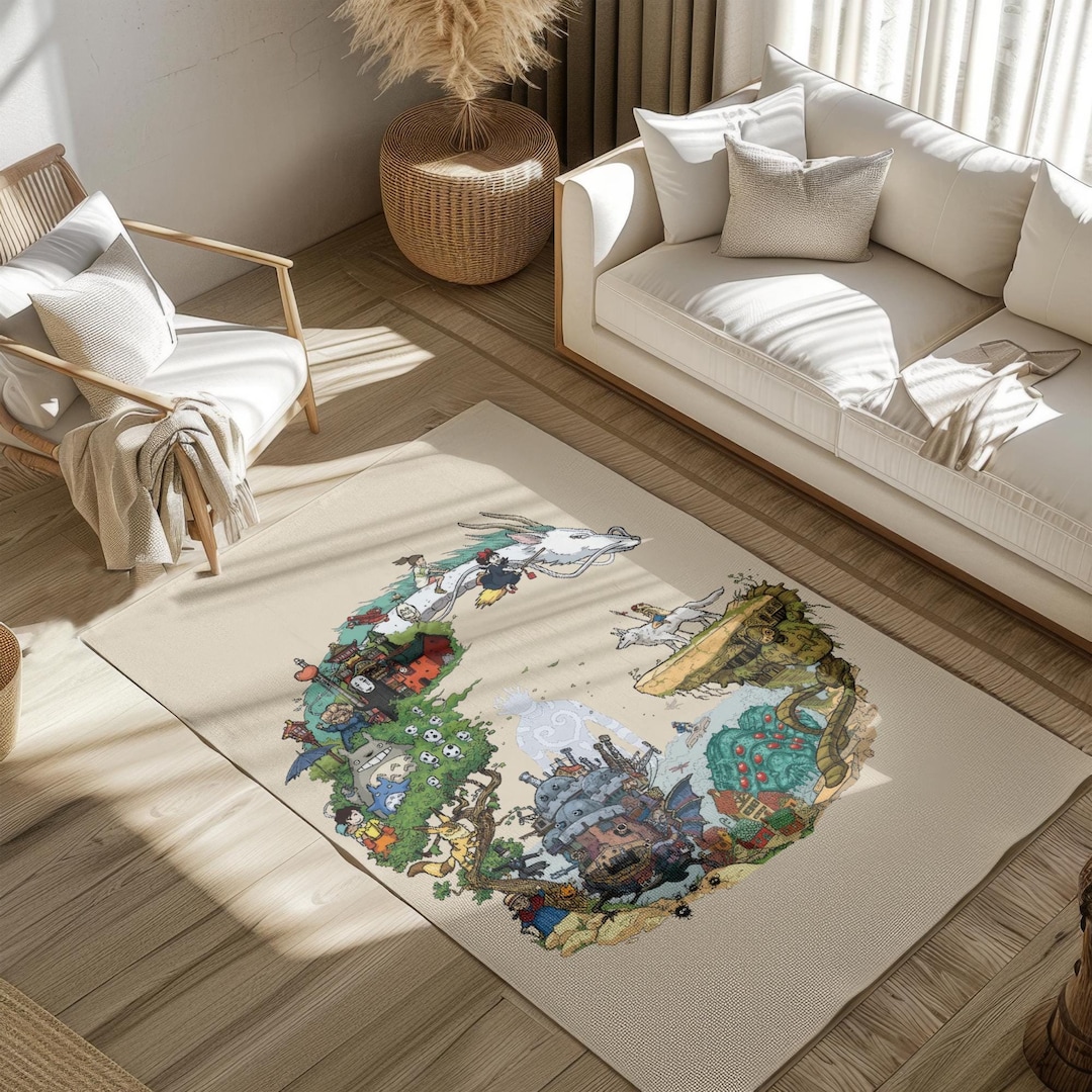 Ghibli Anime Rug, Vintage Anime Bedroom Rug, Anime Art, Ghibli Gift ...