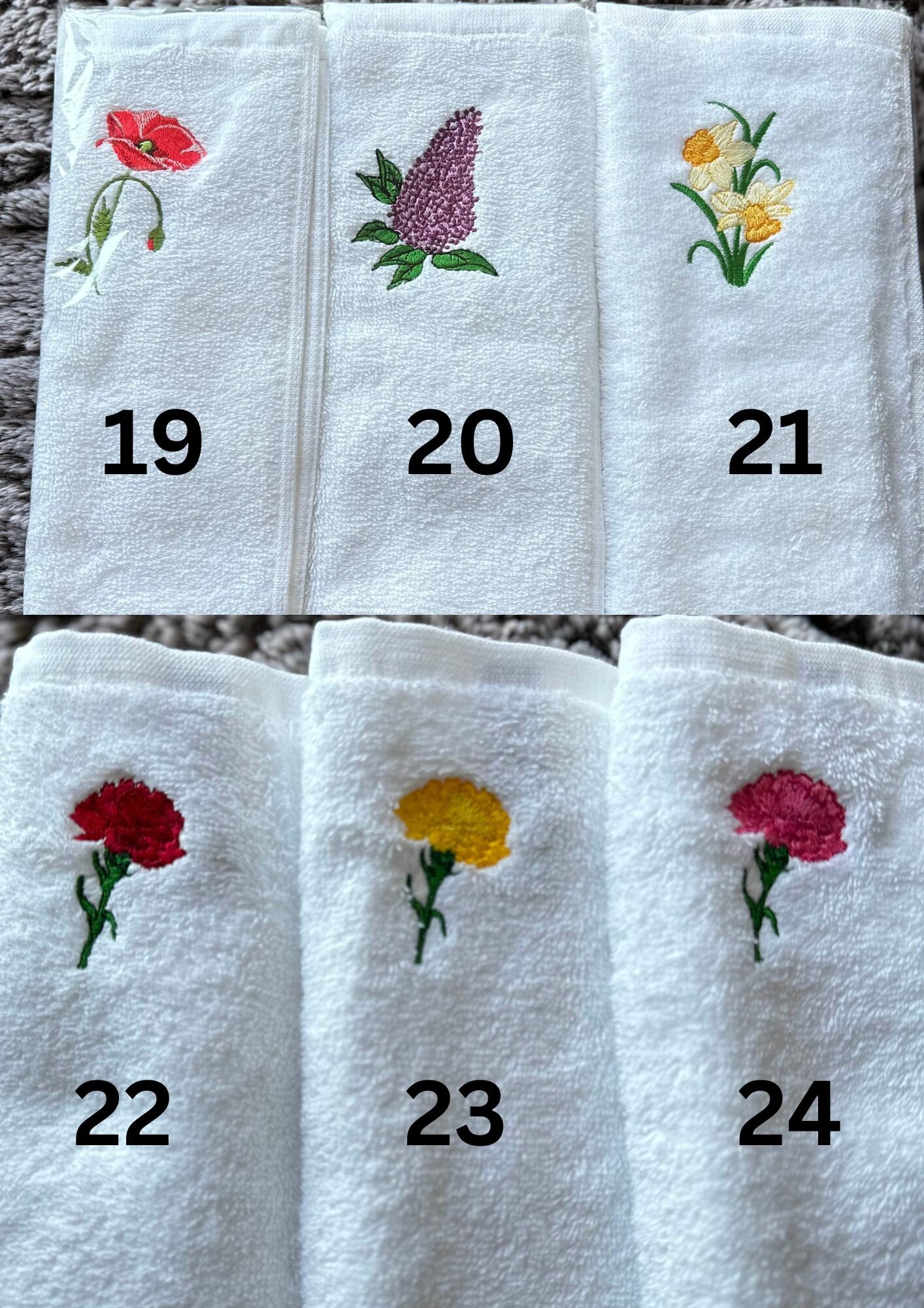Personalized Hand Towel Flower Set, Embroidered Hand Towel 3 Piece Set ...