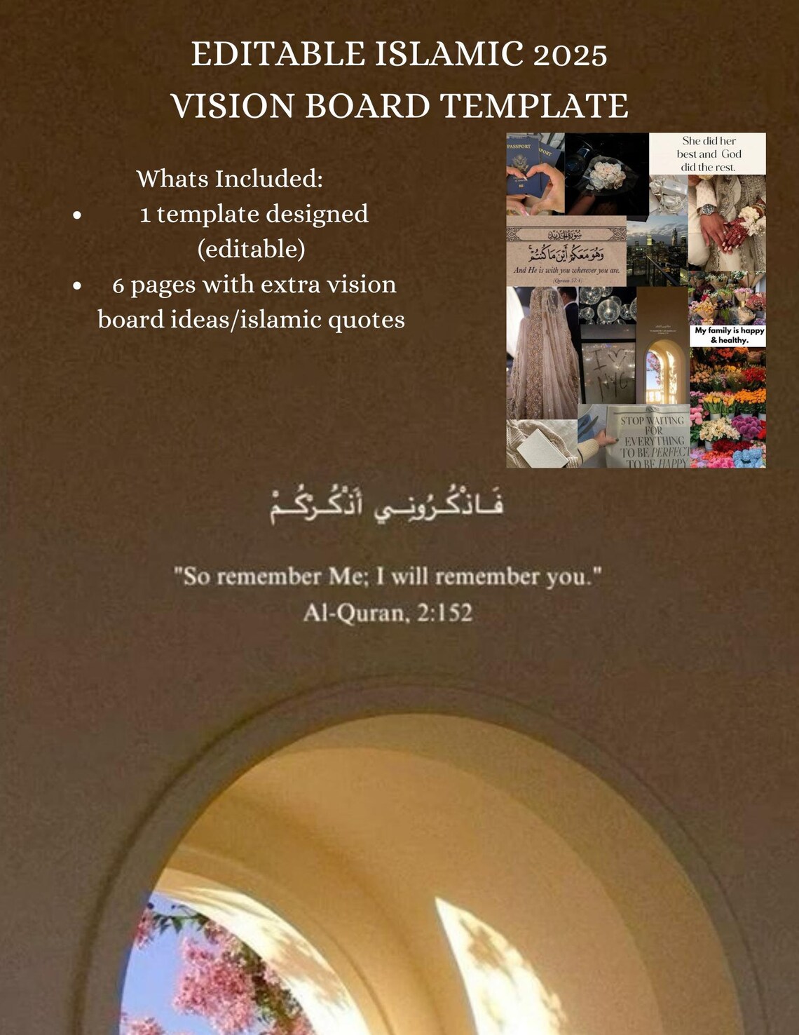 Vision Board Template | Islamic and Goal Planner Printable | Editable ...