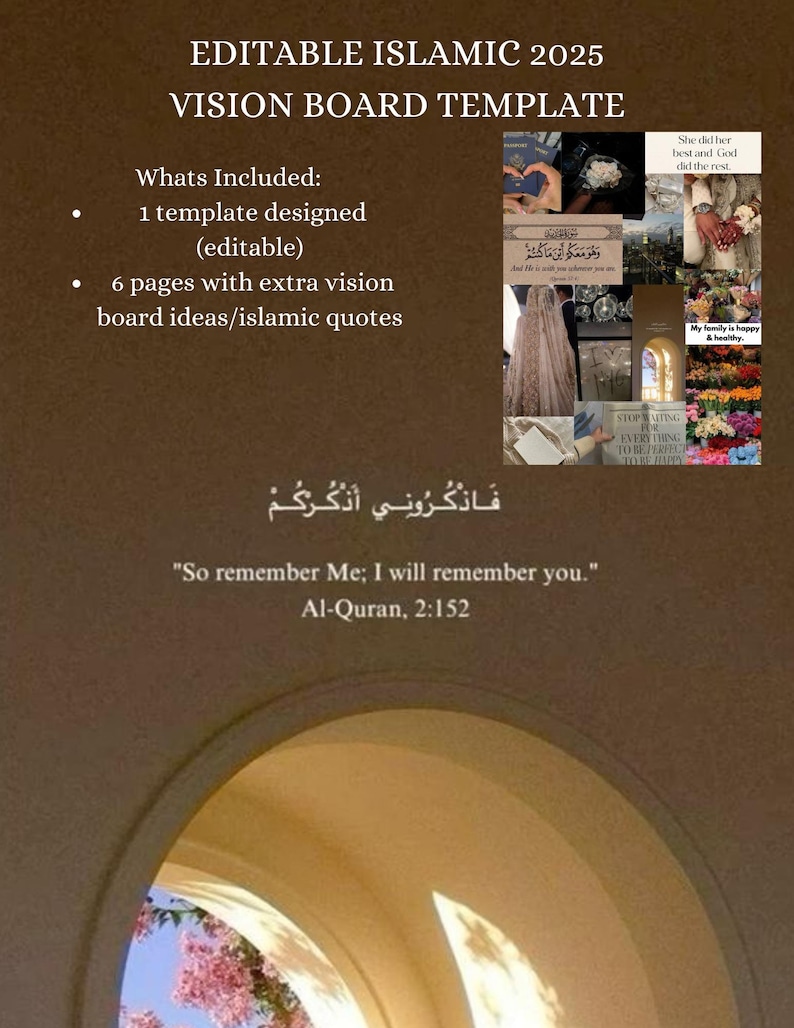 Vision Board Template | Islamic and Goal Planner Printable | Editable ...