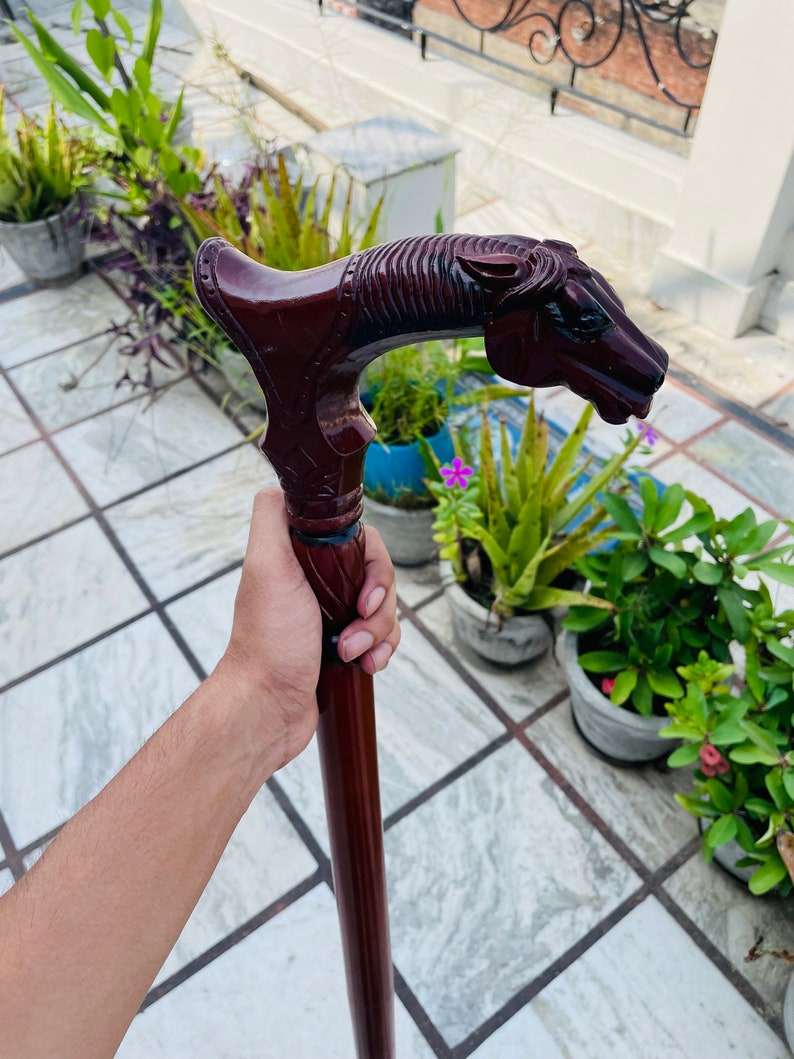Horse Head Hand-carved Walking Cane – Unique Designer Wooden Stick - Etsy