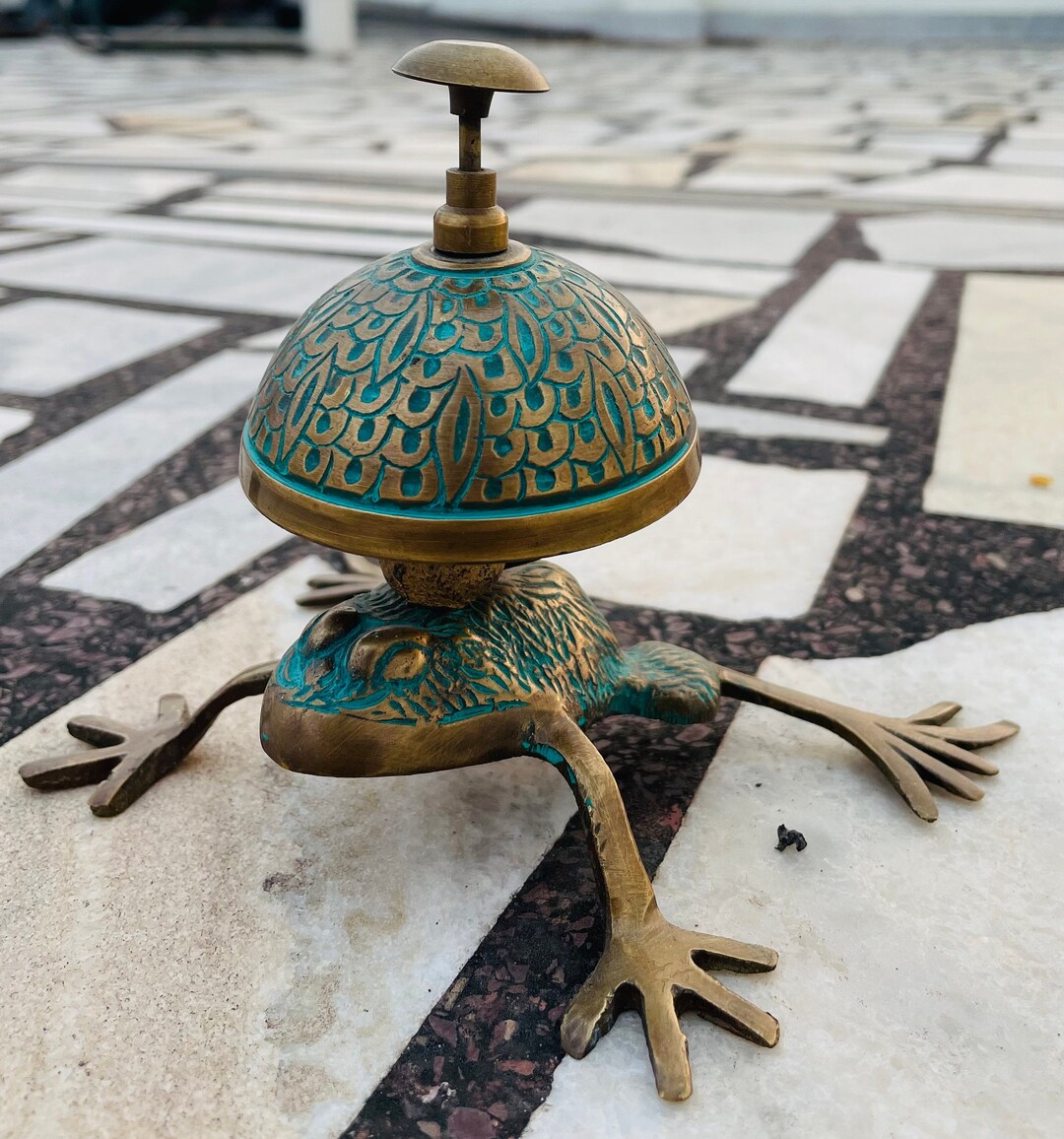 Antique Brass Frog Design Desk Bell - an Ornate Table Bell for Office ...