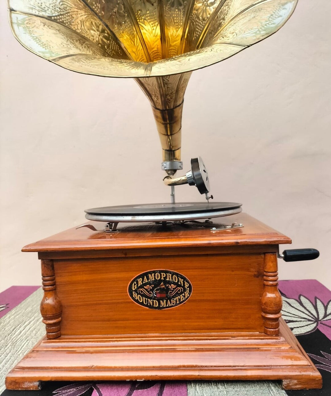 HMV Gramophone Antique: Fully Functional Working Phonograph - Wind-up Record Player ...