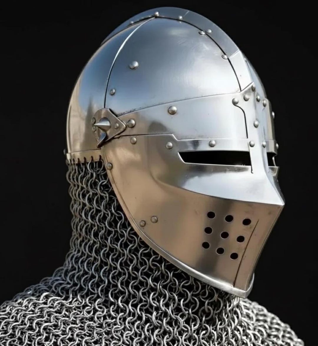 Handmade Steel Knight Helmet | Gothic Chainmail Armor, LARP Cosplay - Etsy