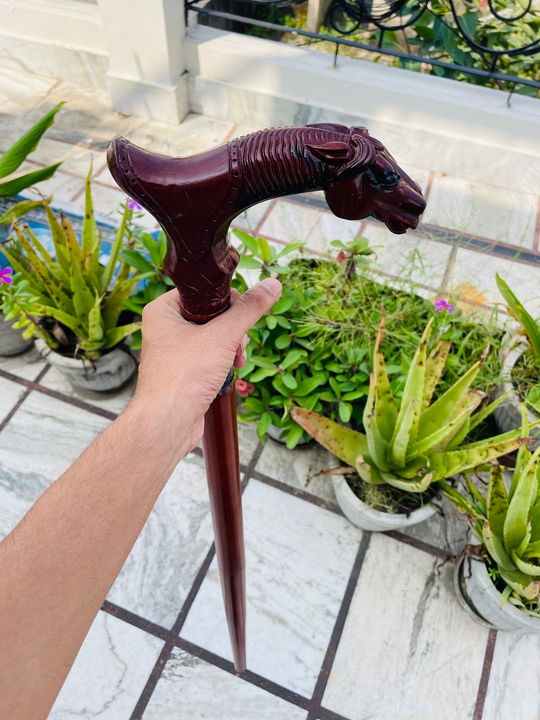 Horse Head Hand-carved Walking Cane – Unique Designer Wooden Stick - Etsy