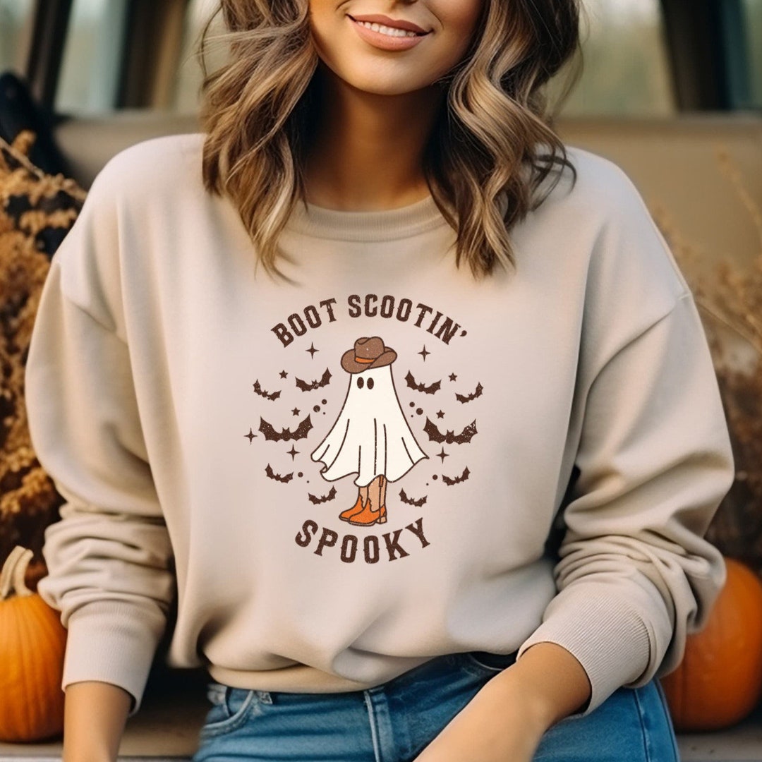 Boot Scootin Spooky Halloween Sweater Cowboy Ghost - Etsy
