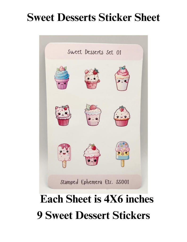 Sweet Desserts Set 01 Sticker Sheet Cute Dessert Stickers Fun Sticker ...