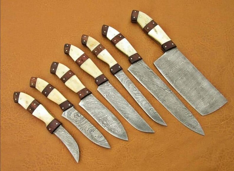 Custom Handmade Chef Knives Set Cutting Knife Leather - Etsy