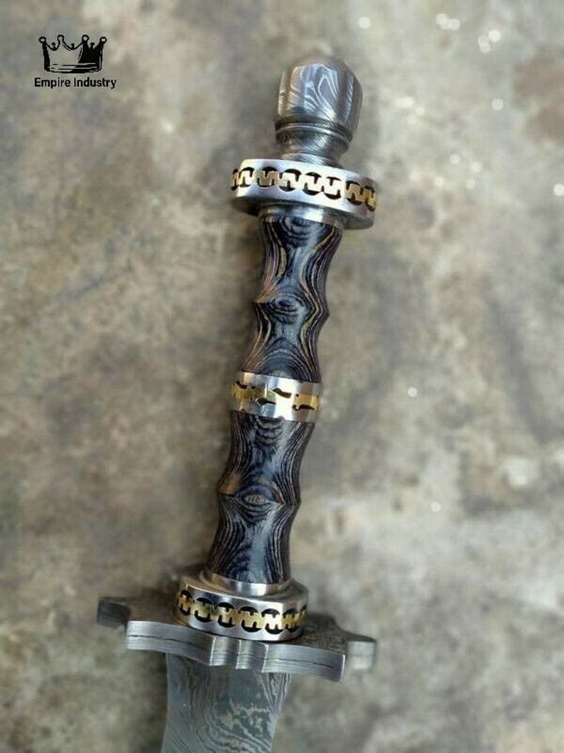 Amazing File Work Sword, Damascus Sword, Double Edge Sword With Leather ...