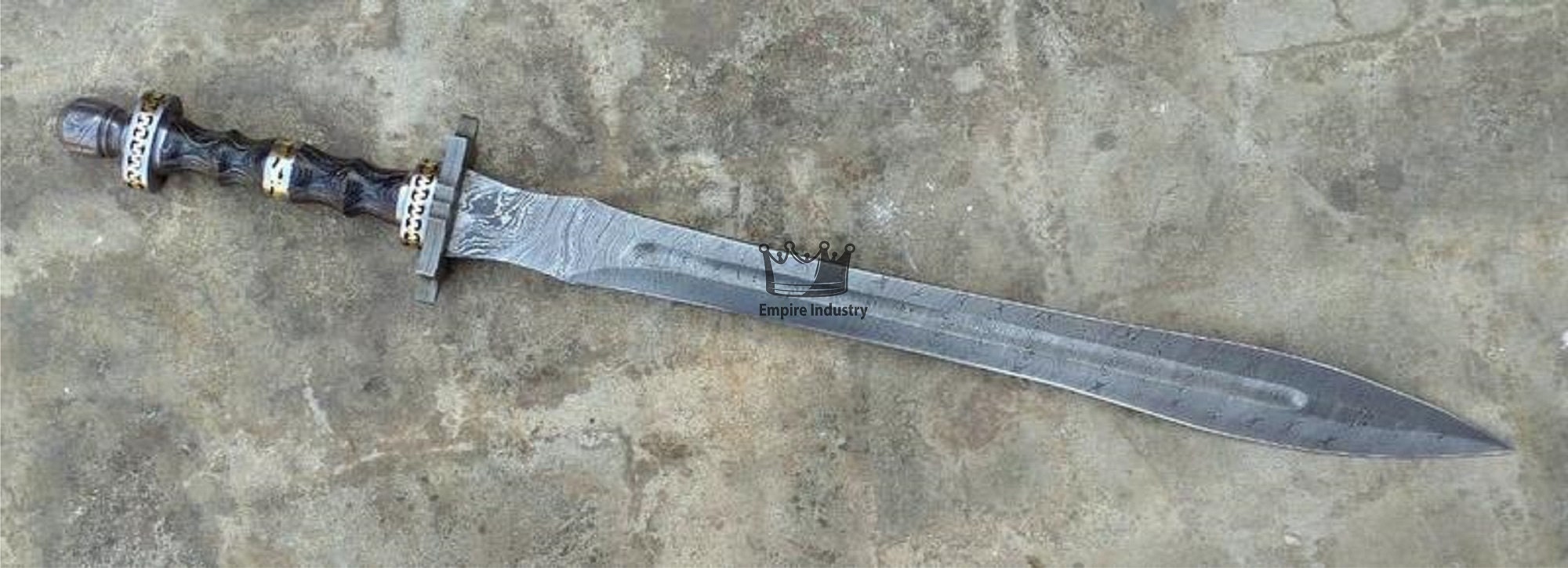 Amazing File Work Sword, Damascus Sword, Double Edge Sword With Leather ...