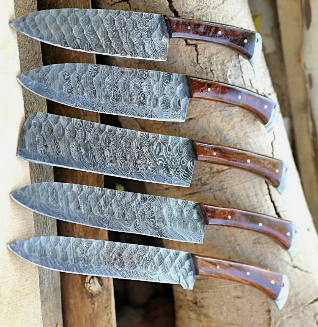 Custom Handmade Chef Knives Set Cutting Knife Leather - Etsy