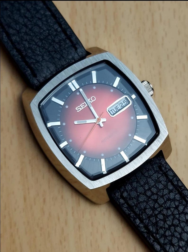 Seiko Blue Dial, Red Colour Dial, Japanese Watch,seiko 5 Automatic ...