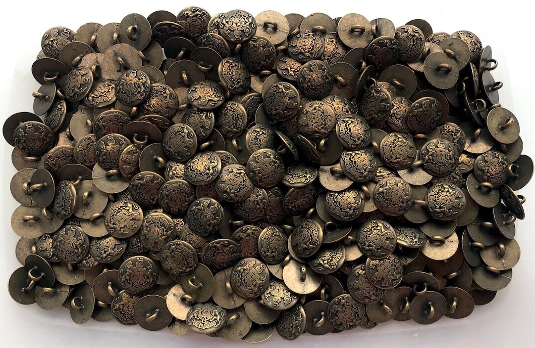 Antique Brass Metal Buttons: 15mm Regal Coat of Arms Shank Buttons (M21 ...