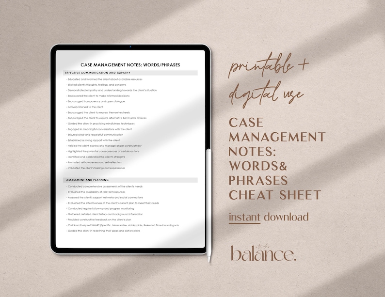 Case Manager Cheat Sheet - CM Desktop Reference - Balancestd - Etsy