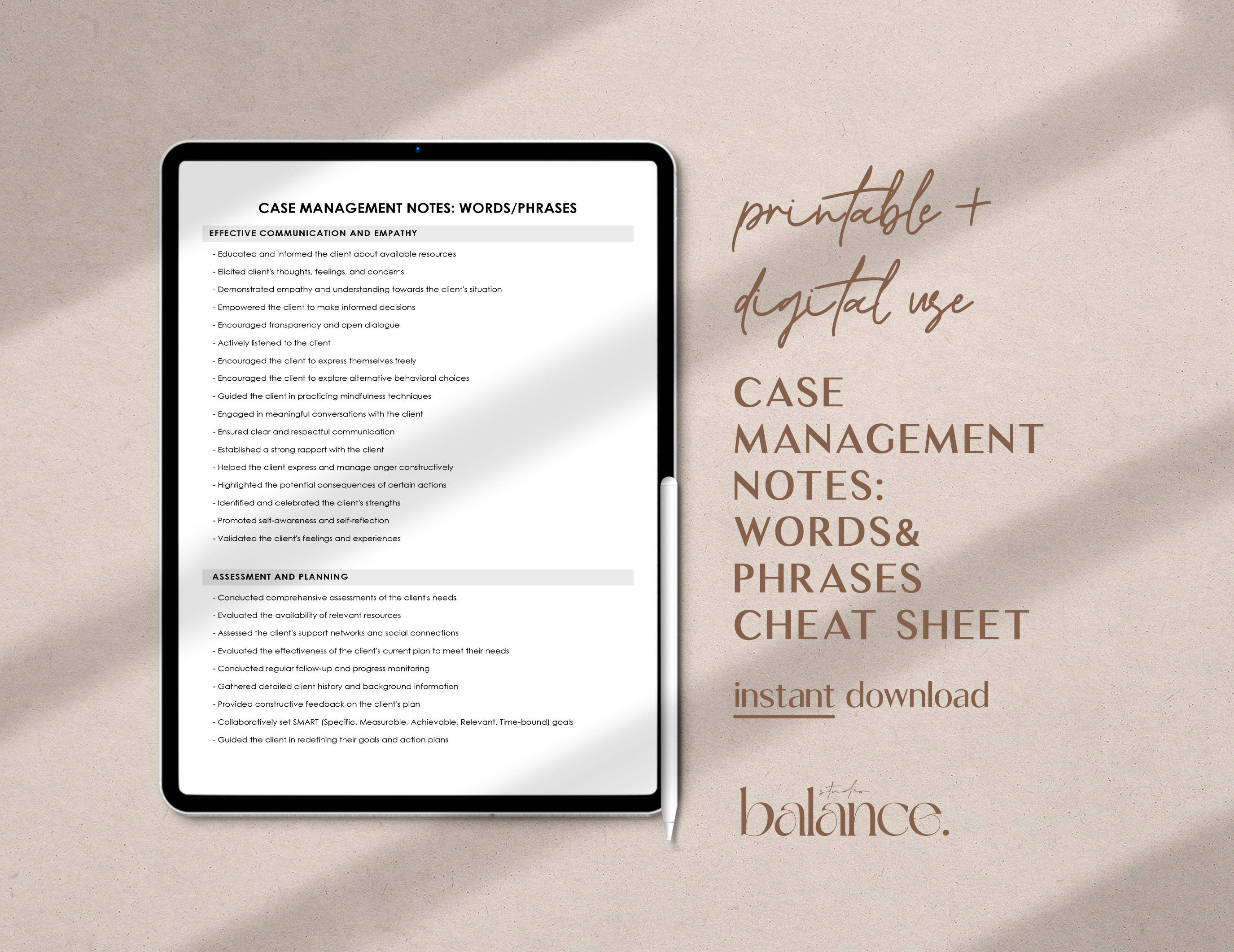 Case Manager Cheat Sheet - CM Desktop Reference - Balancestd - Etsy