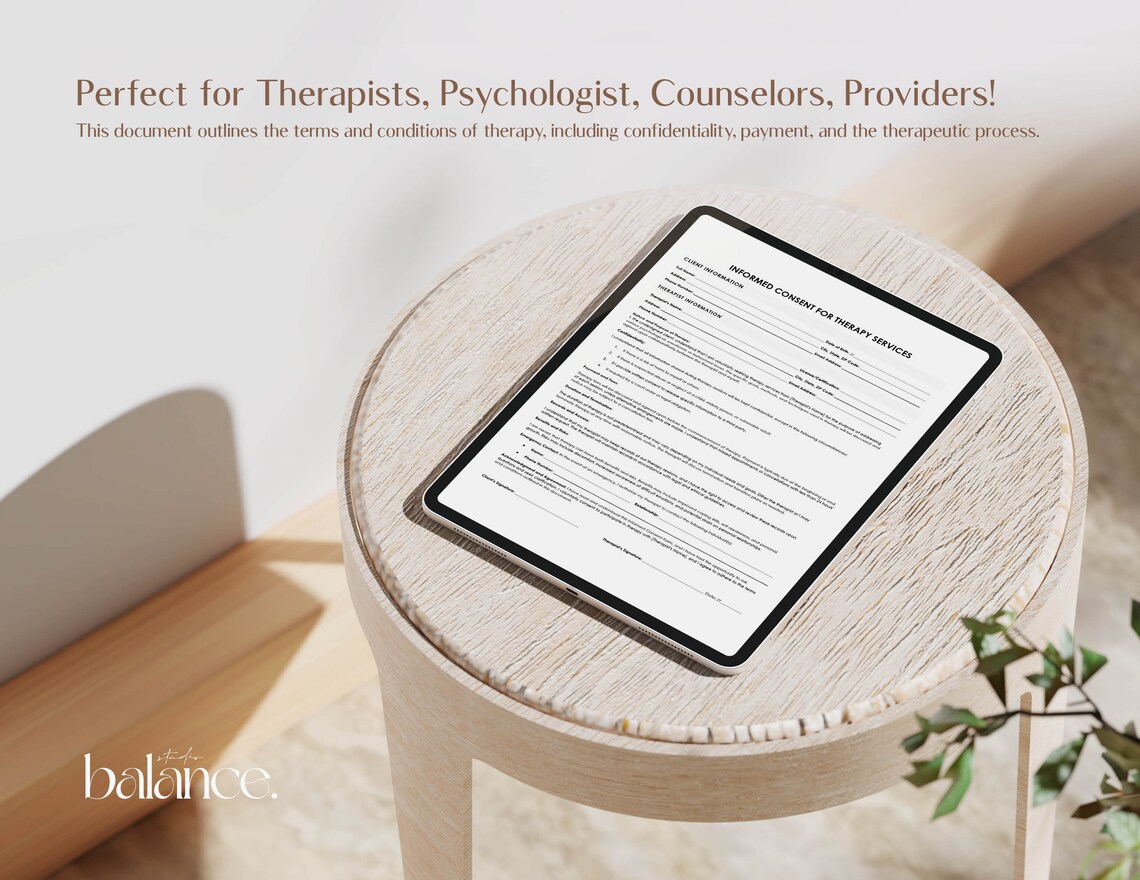 Professional Informed Consent Form Template - Therapy Agreement ...