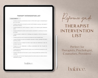 Therapist Intervention List, Clinical Terms Reference Sheet, Progress ...