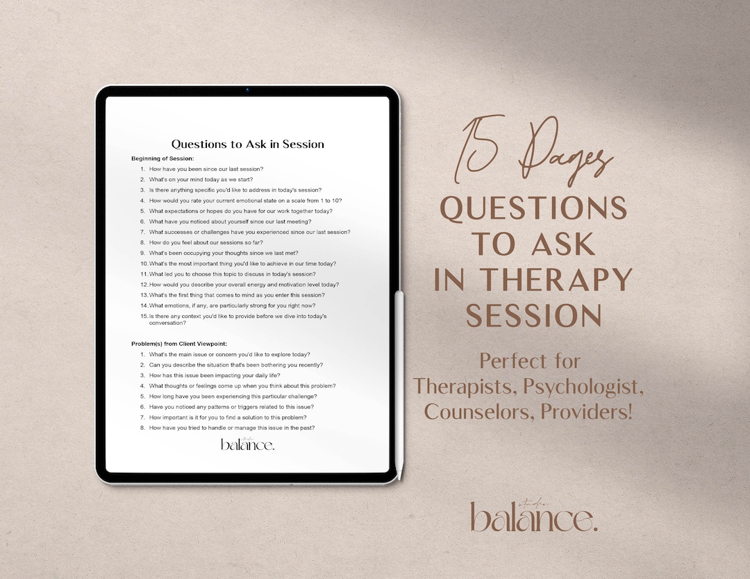 Therapy Session Questions, Therapists Session Guide, Cheat Sheet of ...