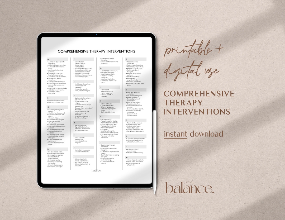 Therapy Interventions List, Clinical Terms Cheat Sheet, Reference for ... Therapy Interventions List, Clinical Terms Cheat Sheet, Reference for ...