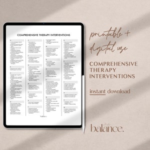 Therapy Interventions List, Clinical Terms Cheat Sheet, Reference for ...