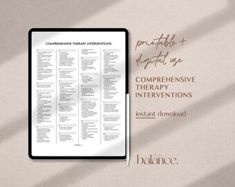 Therapy Interventions List, Clinical Terms Cheat Sheet, Reference for ...