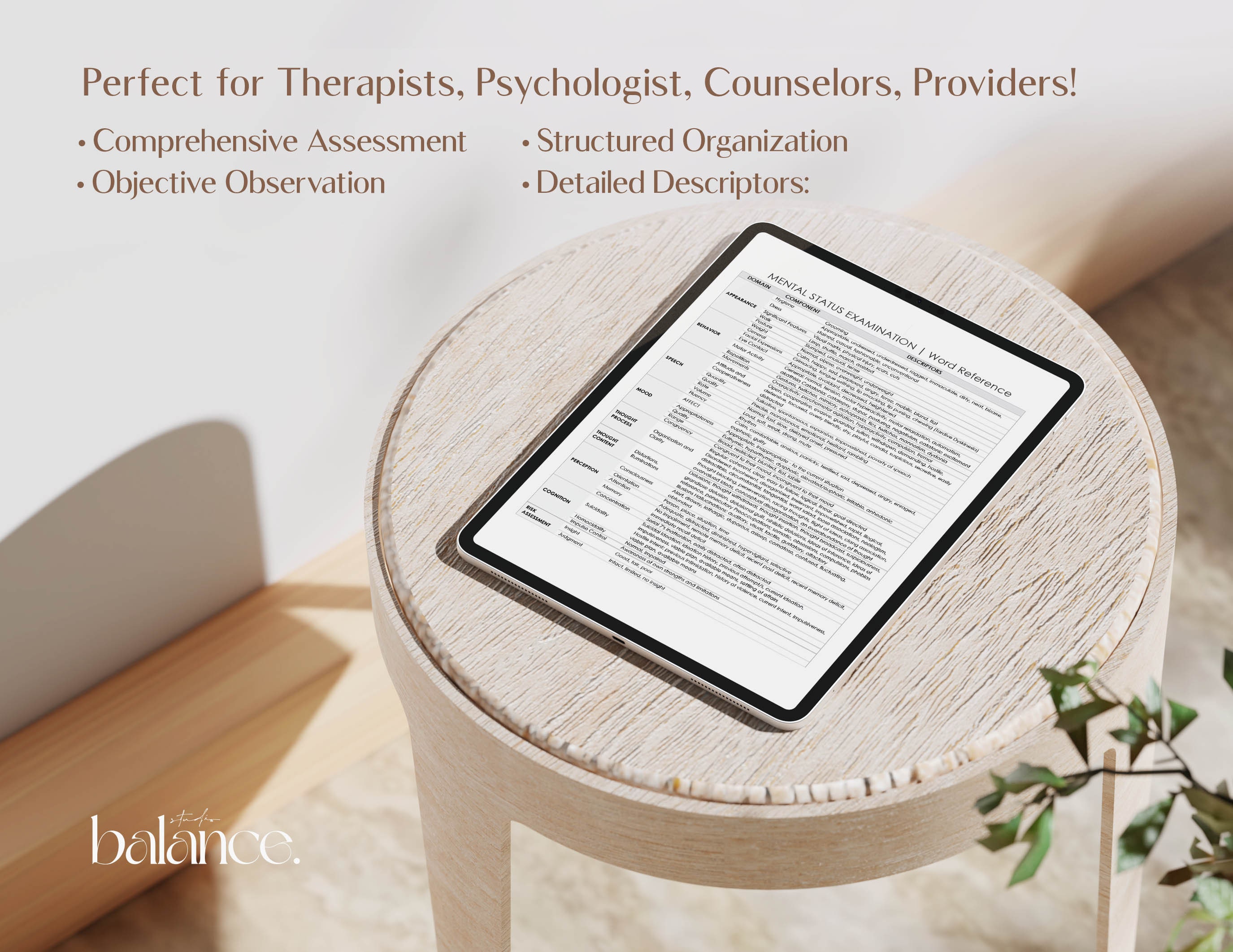 Mental Status Exam Word Reference Sheet - Mental Health Reference - MSE ...