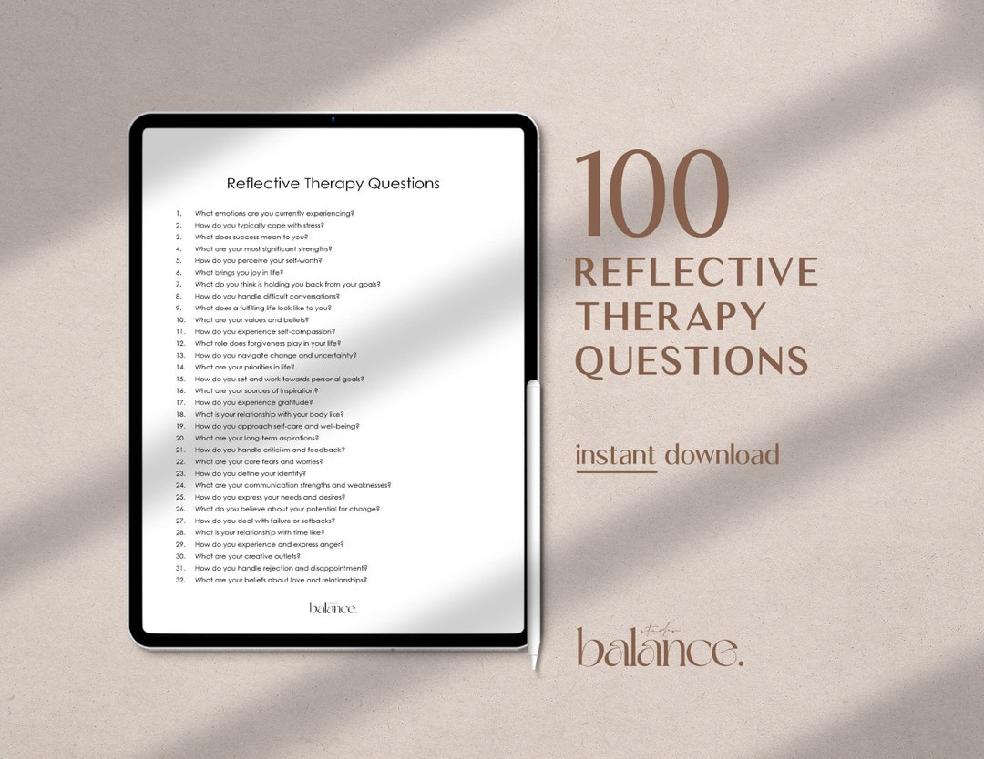 100 Therapy Questions - Therapists' Reflective Questions - "balancestd ...