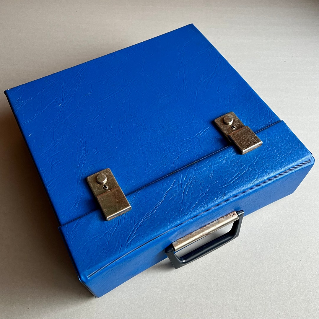 Vinyl Records Storage Case: 33 Record Box, Cobalt Blue Folder, True ...