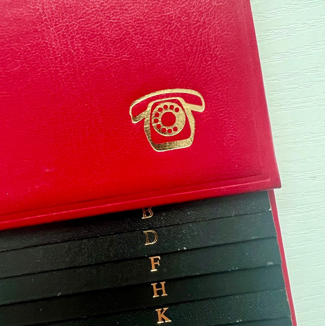 Red Vintage Telephone Book, Old English Wall Decor, Gold Embossing ...