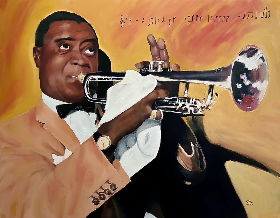 Louis Armstrong. Original Oil Painting Printed on Museum-quality Matte ...